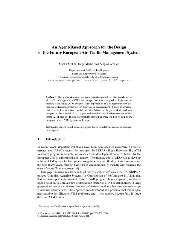(PDF) An Agent-Based Approach for the Design of the Future European Air Traffic Management System