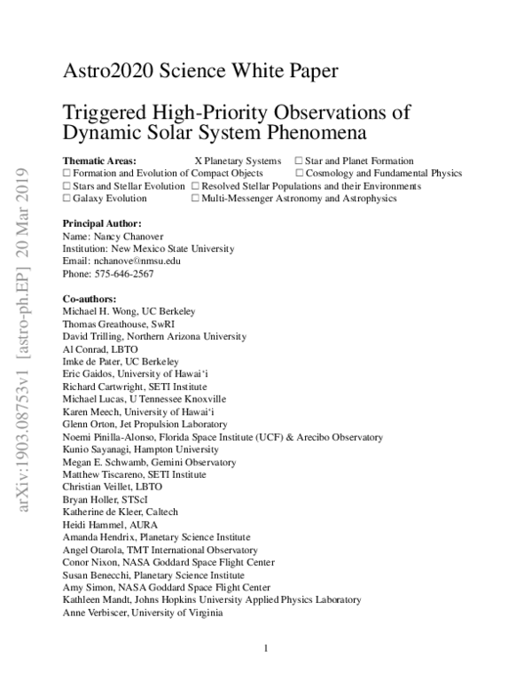 (PDF) Astro2020 Science White Paper: Triggered High-Priority ...