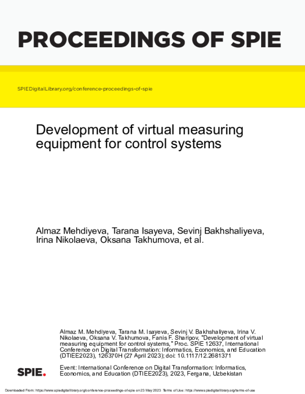 (PDF) Development of virtual measuring equipment for control systems