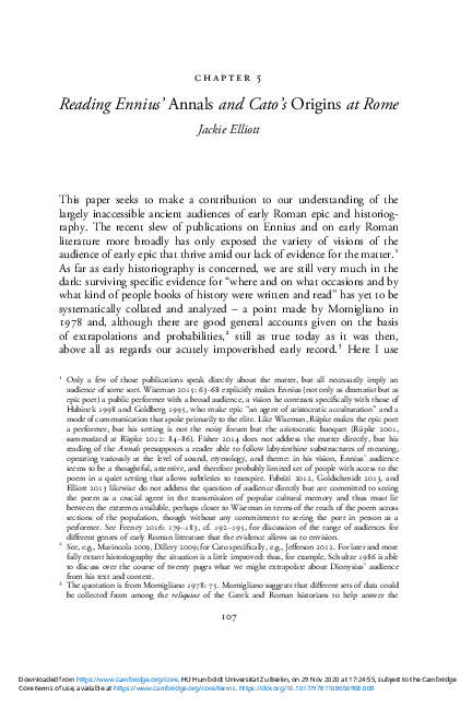 (PDF) Reading Ennius' Annals and Cato's Origins at Rome