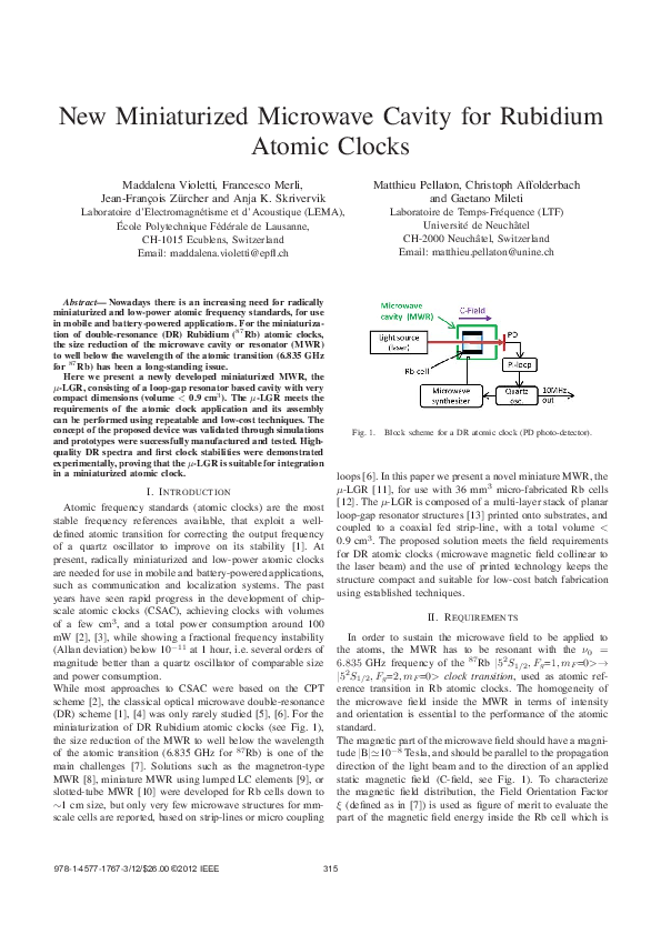 (PDF) New miniaturized microwave cavity for Rubidium atomic clocks