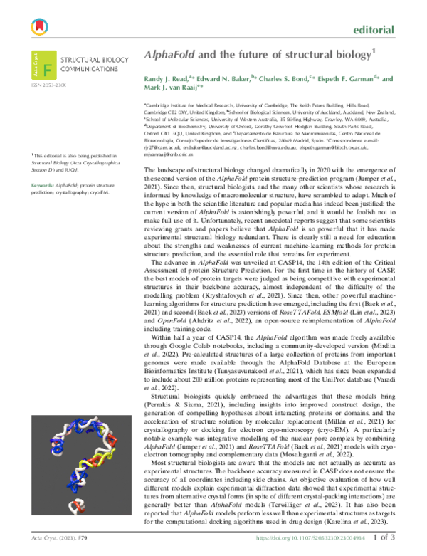(PDF) AlphaFold and the future of structural biology