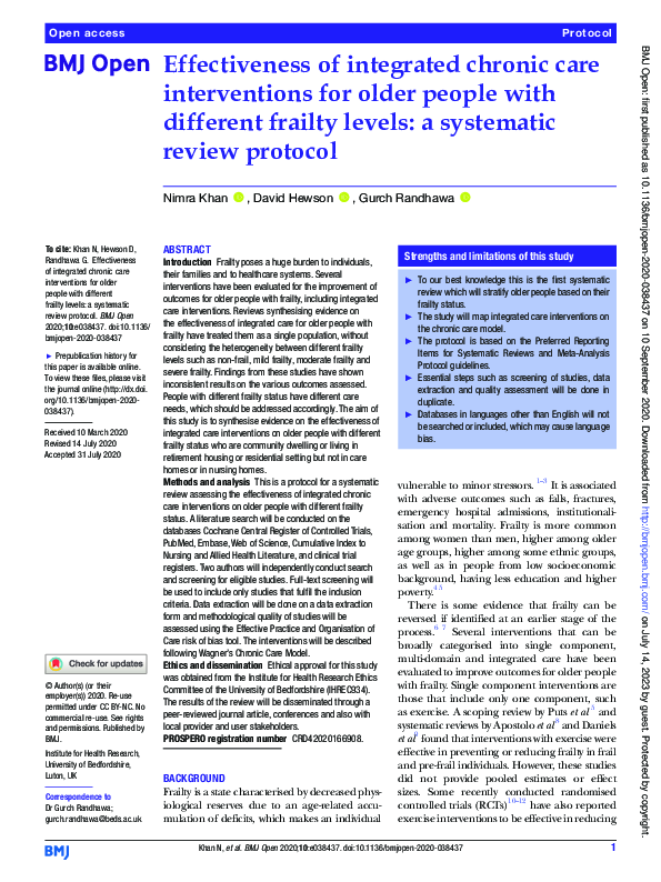 (PDF) Effectiveness of integrated chronic care interventions for older people with different ...