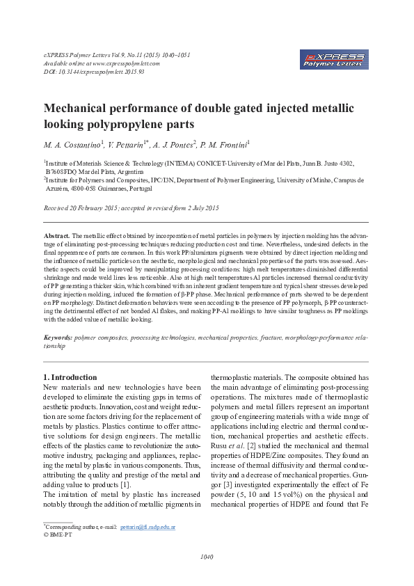 (PDF) Mechanical performance of double gated injected metallic looking ...