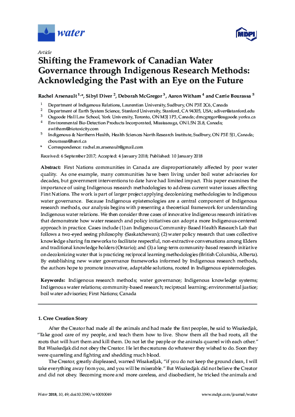 (PDF) Shifting the Framework of Canadian Water Governance through ...