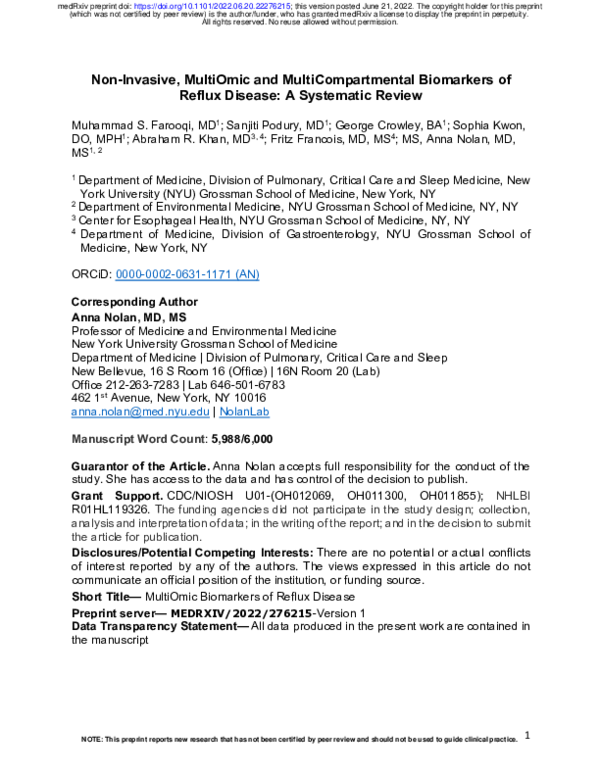 (PDF) Non-Invasive, MultiOmic and MultiCompartmental Biomarkers of ...