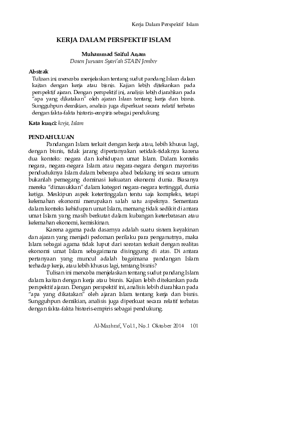 (PDF) Kerja Dalam Perspektif Islam