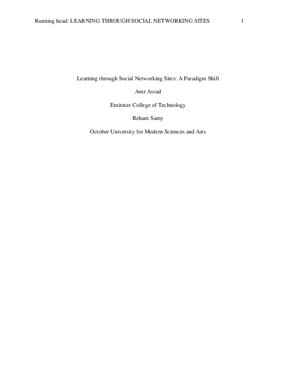 (PDF) Learning through Social Networking Sites: A Paradigm Shift