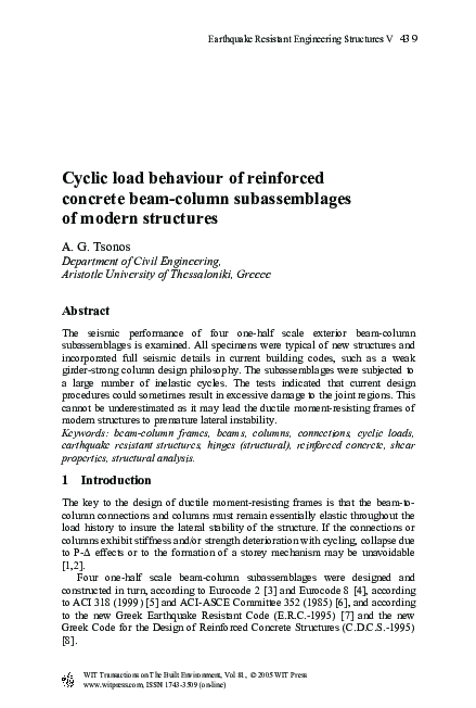 (PDF) Cyclic Load Behavior of Reinforced Concrete Beam-Column ...
