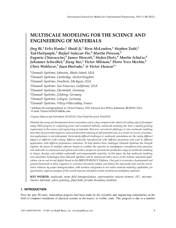 (PDF) Multiscale Modeling for the Science and Engineering of Materials