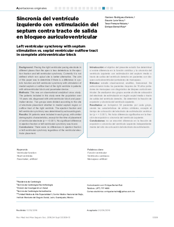 (PDF) [Left ventricular synchrony with septum stimulation vs. septal ...