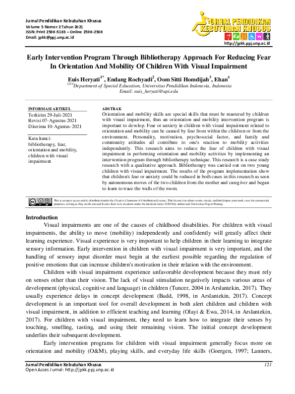 (PDF) Early Intervention Program Through Bibliotherapy Approach For Reducing Fear In Orientation ...