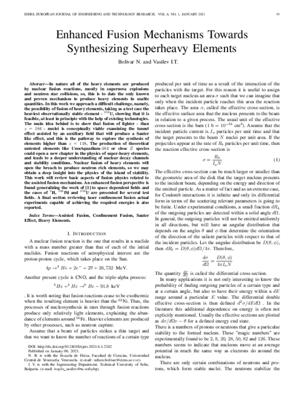(PDF) Enhanced Fusion Mechanisms Towards Synthesizing Superheavy Elements