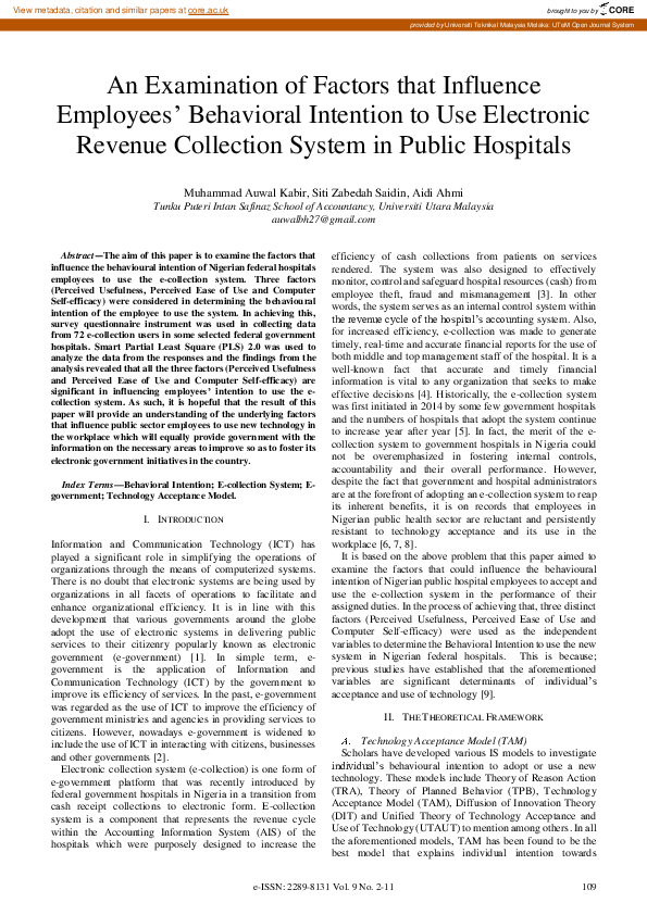 (PDF) An Examination of Factors that Influence Employees’ Behavioral ...