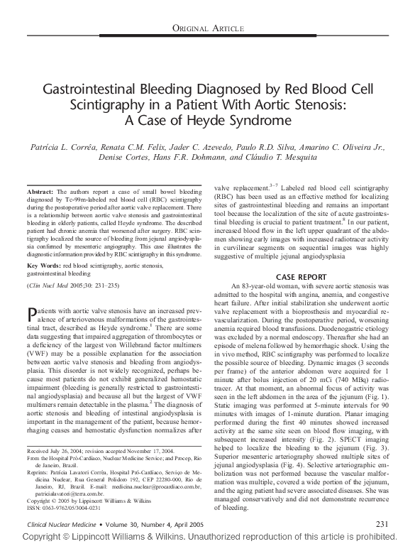 (PDF) Gastrointestinal Bleeding Diagnosed by Red Blood Cell ...