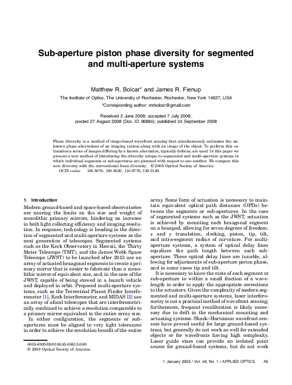 (PDF) Sub-aperture piston phase diversity for segmented and multi-aperture systems