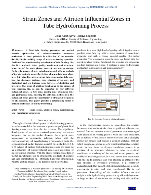 (PDF) Strain Zones and Attrition Influential Zones in Tube Hydroforming Process