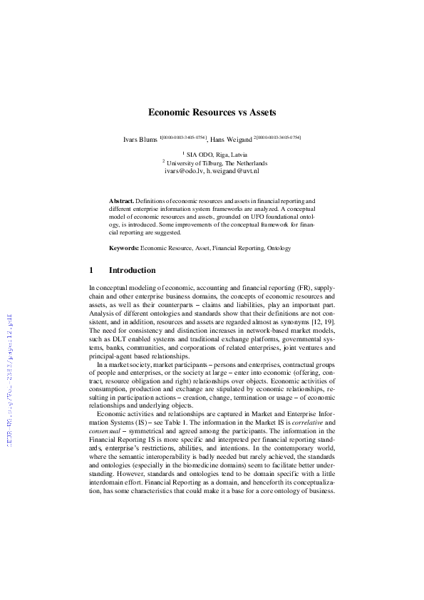 Pdf Economic Resources Vs Assets