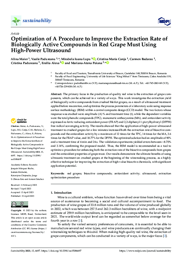 (PDF) Optimization of A Procedure to Improve the Extraction Rate of Biologically Active ...