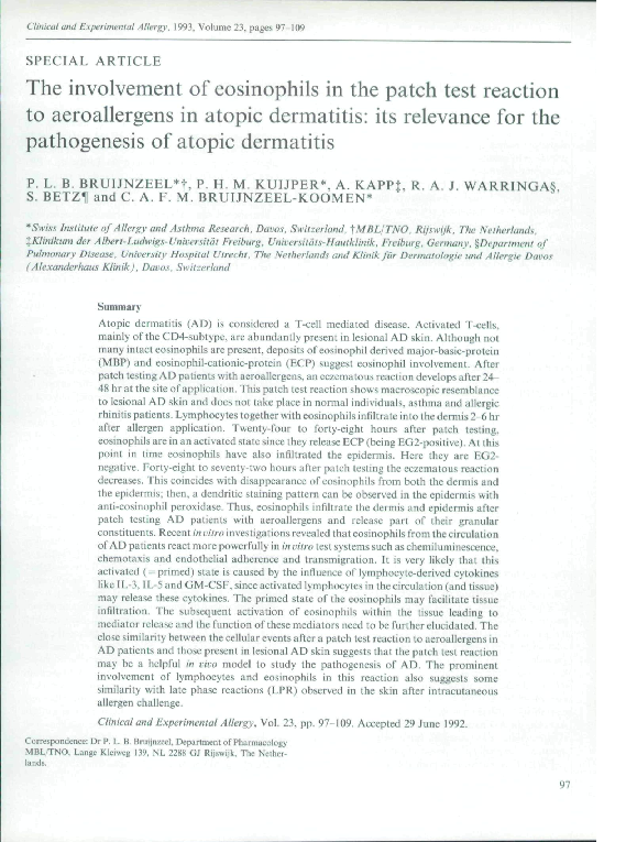 (PDF) The involvement of eosinophils in the patch test reaction to ...