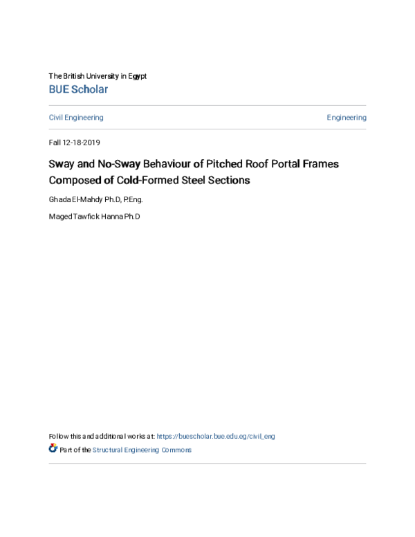 (PDF) Sway and No-Sway Behaviour of Pitched Roof Portal Frames Composed ...