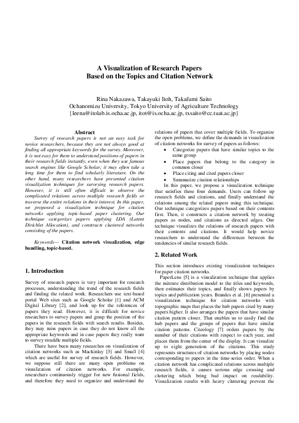 (PDF) A Visualization of Research Papers Based on the Topics and ...