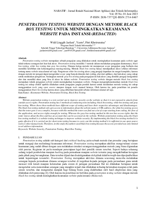 (PDF) Penetration Testing Website Dengan Metode Black Box Testing Untuk ...