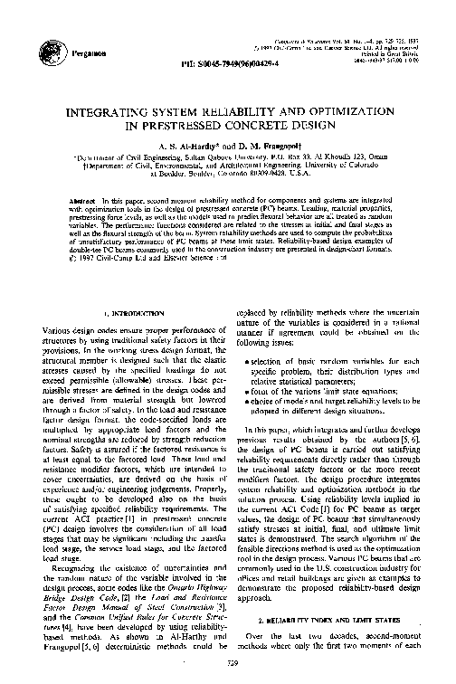 (PDF) Integrating system reliability and optimization in prestressed concrete design