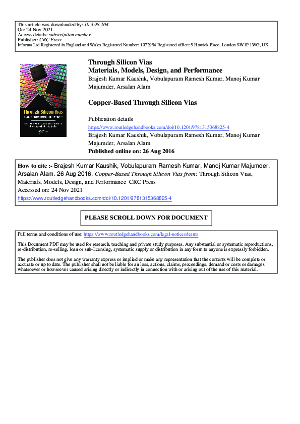 Pdf Through Silicon Vias