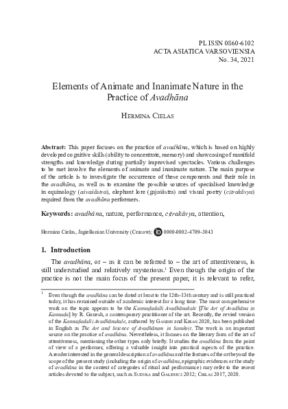 (PDF) Cielas, H., 'Elements of Animate and Inanimate Nature in the ...