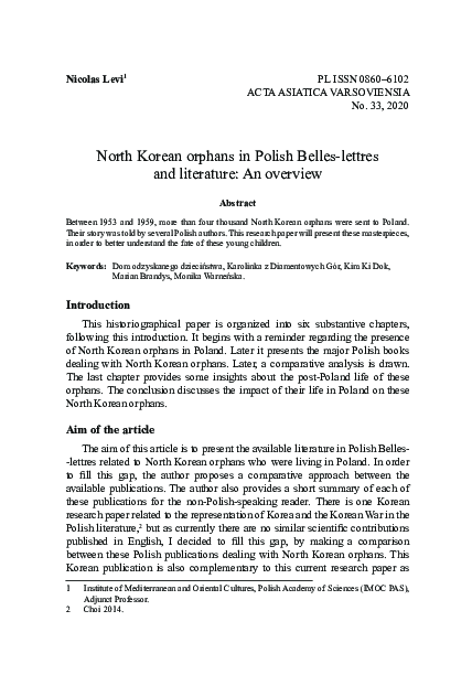 (PDF) Levi, N., 'North Korean orphans in Polish Belles-lettres and ...