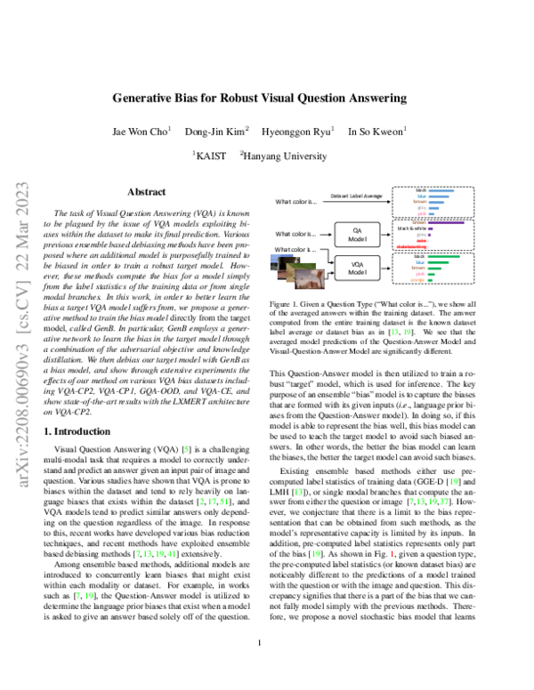 (PDF) Generative Bias for Robust Visual Question Answering
