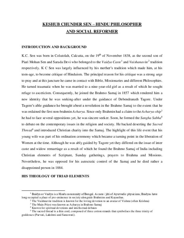 (PDF) KESHUB CHUNDER SEN -HINDU PHILOSOPHER AND SOCIAL REFORMER