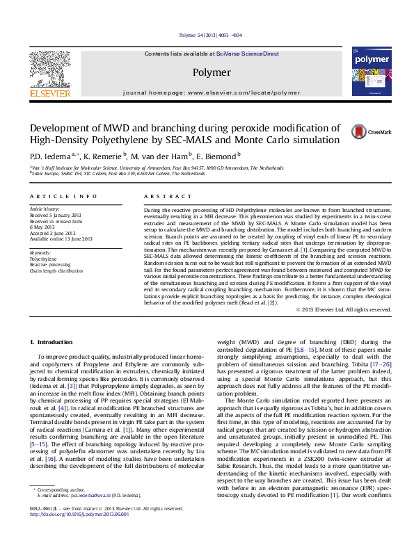 (PDF) Development of MWD and branching during peroxide modification of ...