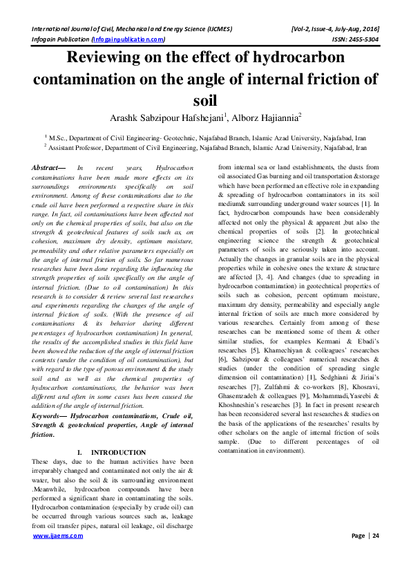 (PDF) Reviewing on the effect of hydrocarbon contamination on the angle ...