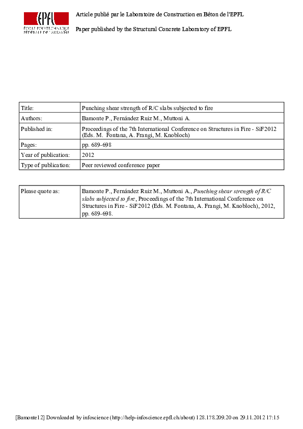 (PDF) Punching shear strength of R/C slabs subjected to fire | Aurelio ...