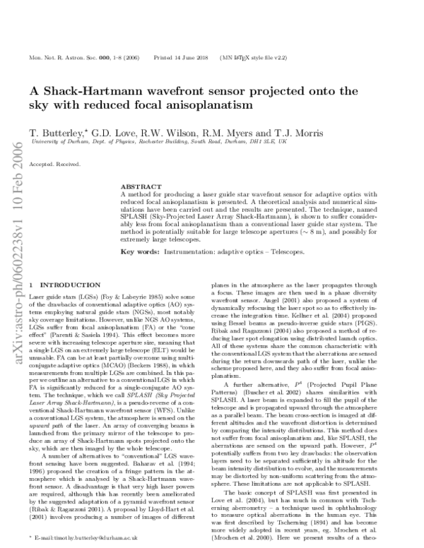 (PDF) A Shack-Hartmann wavefront sensor projected on to the sky with ...