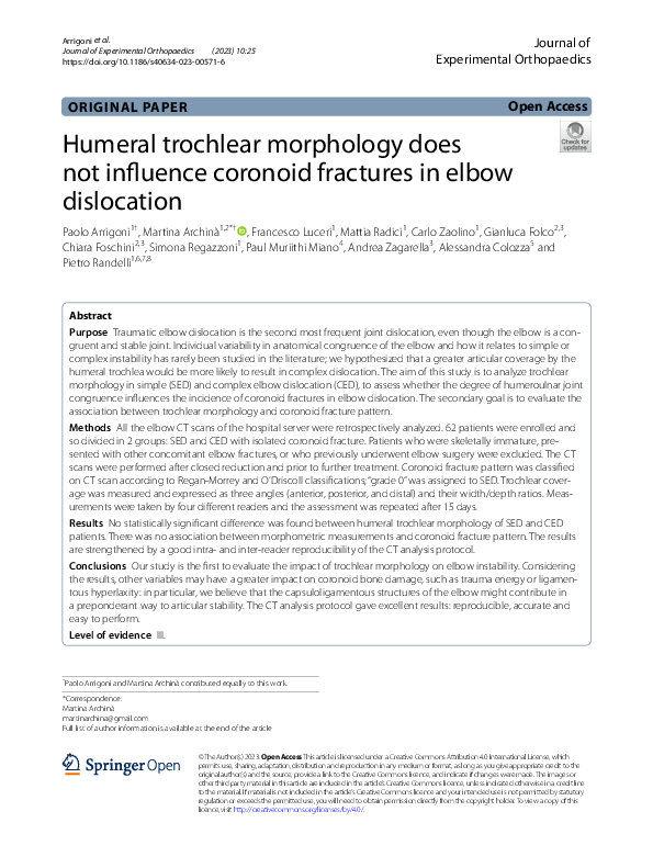 (PDF) Humeral trochlear morphology does not influence coronoid ...