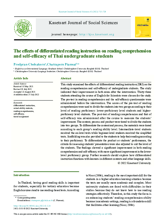 (PDF) The effects of differentiated reading instruction on reading ...