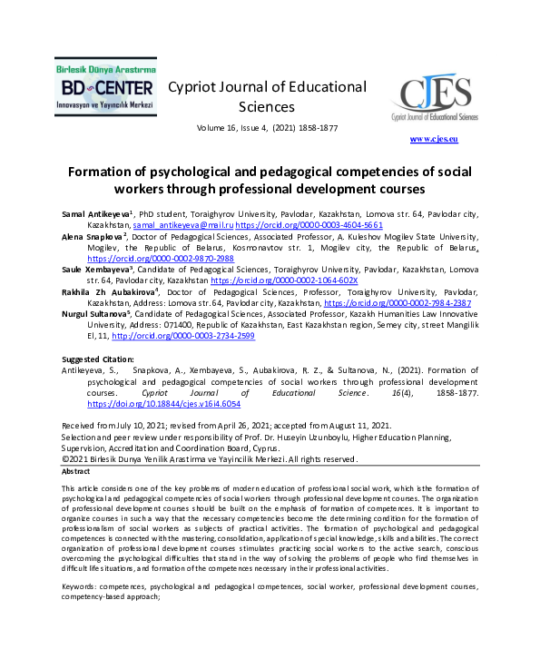 (PDF) Formation of psychological and pedagogical competencies of social workers through ...