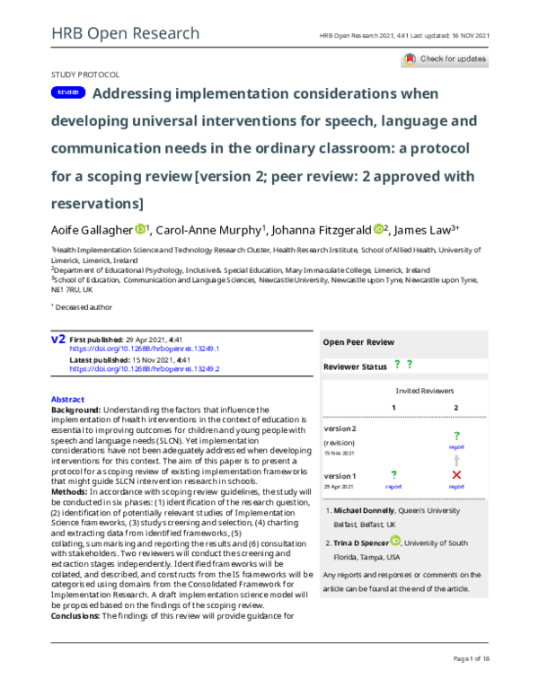 (PDF) Addressing implementation considerations when developing ...