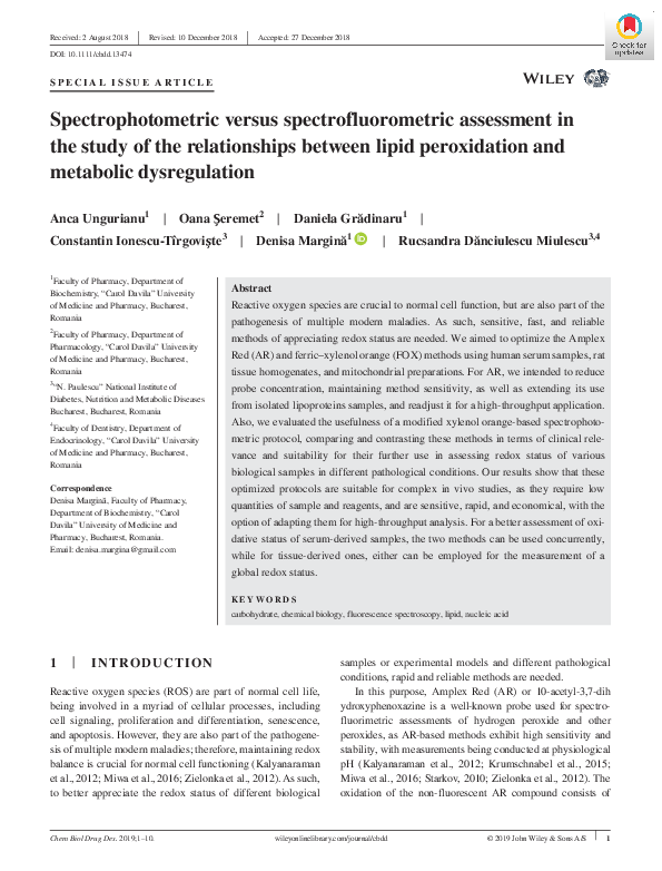 (PDF) Spectrophotometric versus spectrofluorometric assessment in the ...