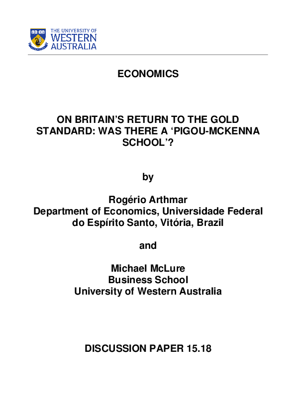 (PDF) On Britain's Return to the Gold Standard: Was there a ‘Pigou ...