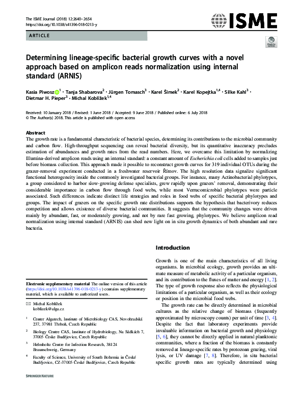 (PDF) Determining lineage-specific bacterial growth curves with a novel ...