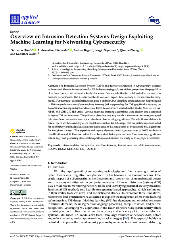 Pdf Overview On Intrusion Detection Systems Design Exploiting Machine