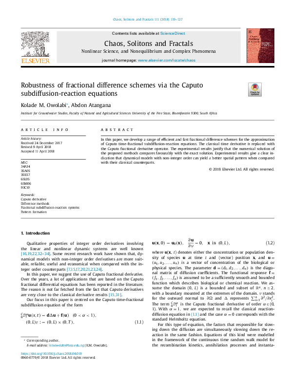 Pdf Robustness Of Fractional Difference Schemes Via The Caputo Subdiffusion Reaction Equations