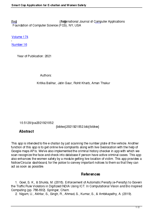 (PDF) Smart Cop Application for E-challan and Women Safety