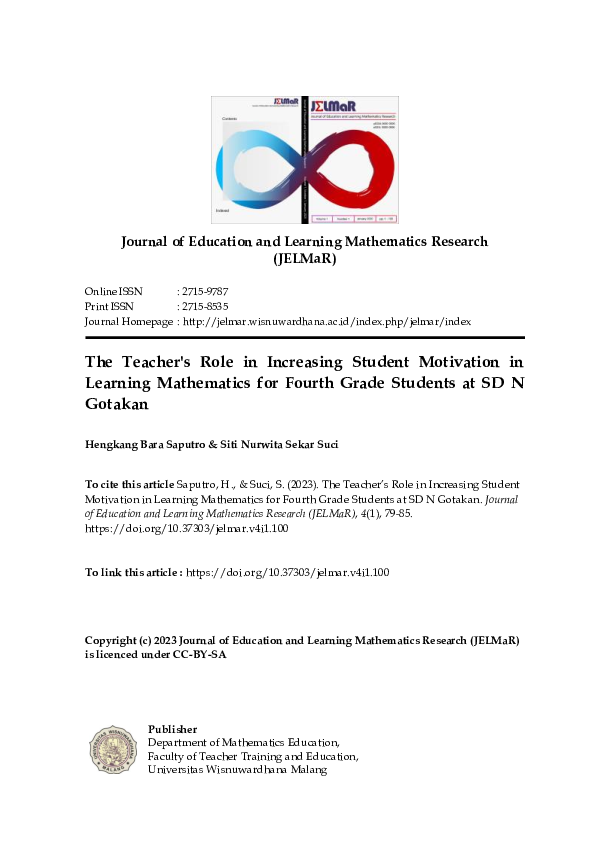 (PDF) The Teacher's Role in Increasing Student Motivation in Learning ...