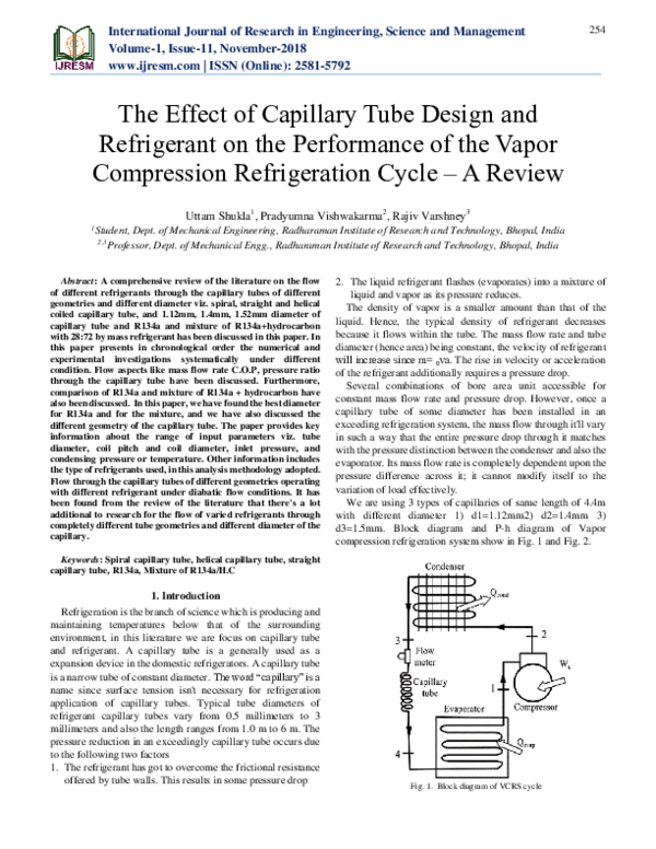 (PDF) The Effect of Capillary Tube Design and Refrigerant on the ...