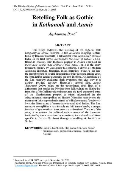 (PDF) Retelling Folk as Gothic in Kothanodi and Aamis